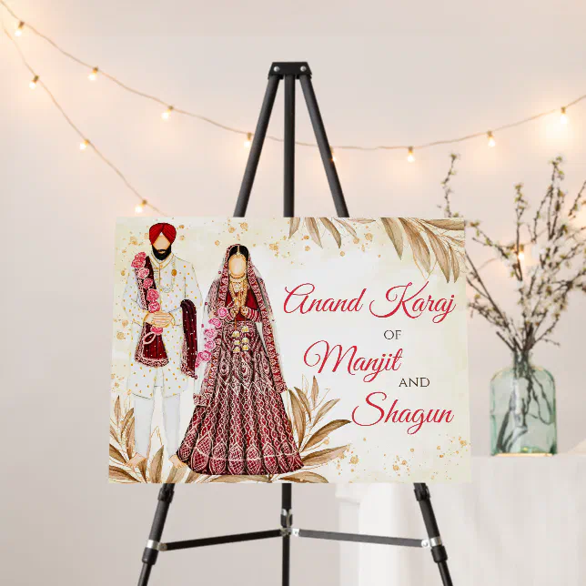 Sikh Welcome Sign & Sikh ceremony sign Anand Karaj | Zazzle