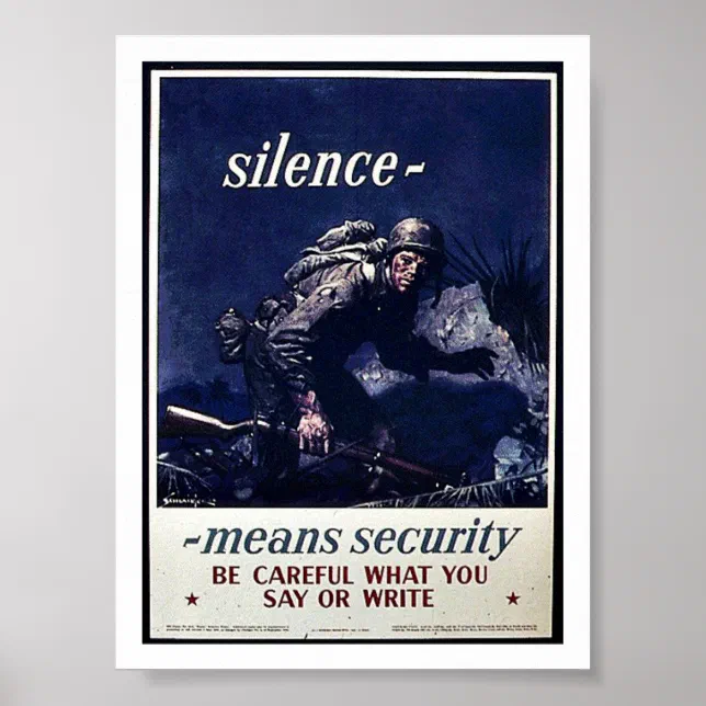 Silence Menans Security Be Careful What You Say Or Poster | Zazzle