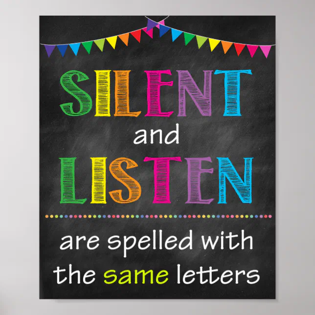 Silent And Listen Printable Poster | Zazzle