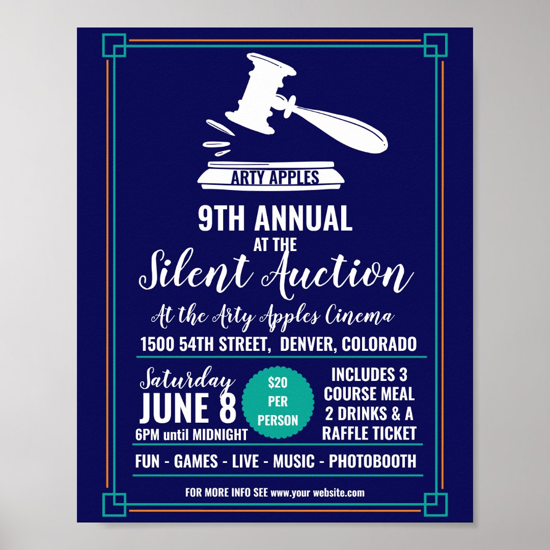 Silent Auction fund-raising flyer and poster | Zazzle