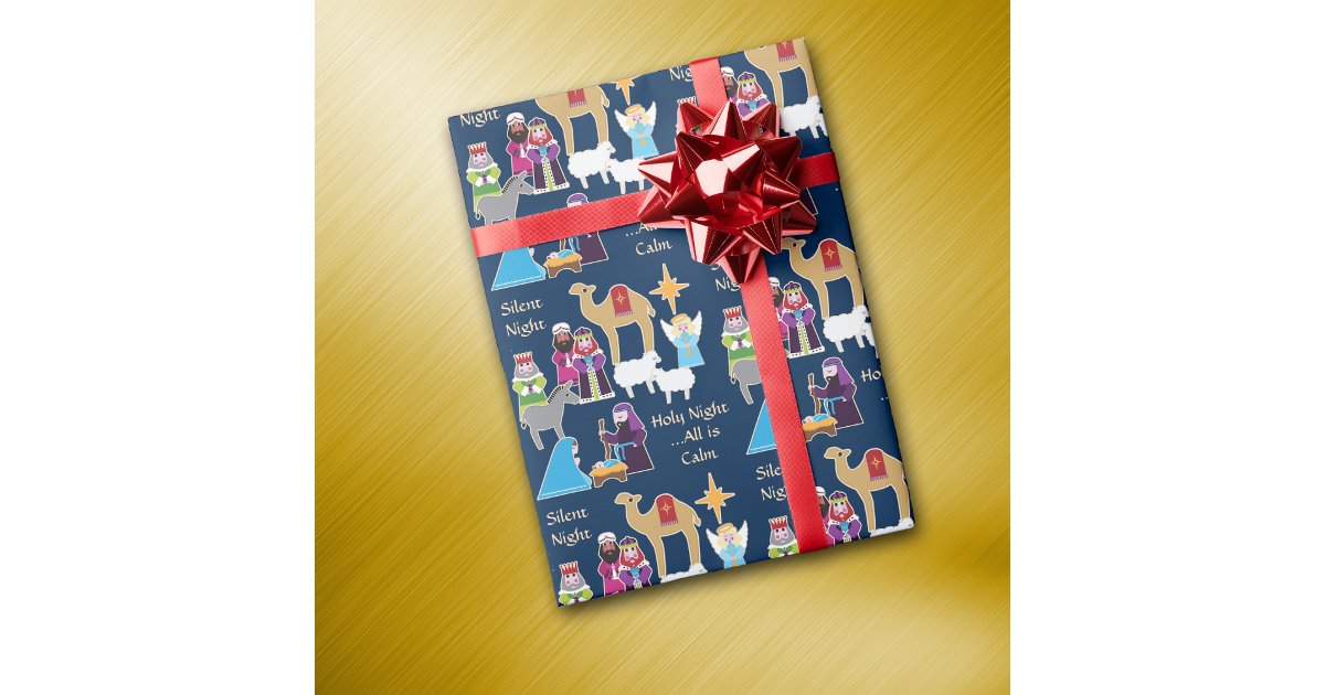 Silent Night Christmas Nativity Wrapping Paper | Zazzle
