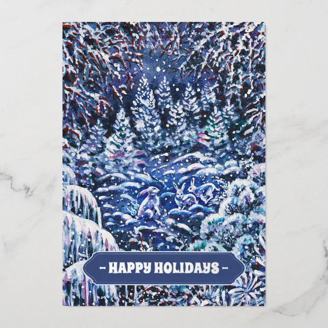 Silent Night Hand-painted Watercolor Christmas Foil Holiday Card | Zazzle