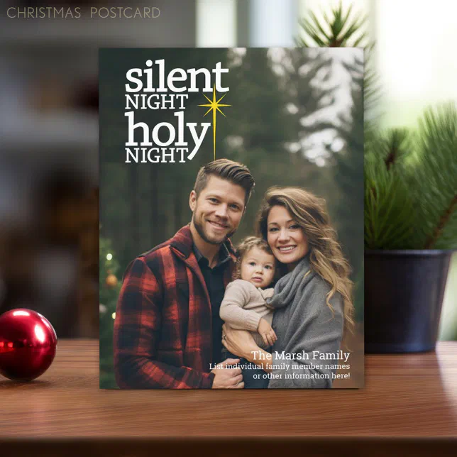 Silent Night, Holy Night Christian Christmas Holiday Postcard | Zazzle