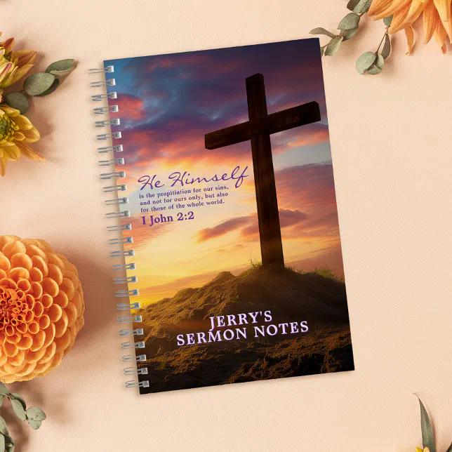 Silhouette Cross Scripture Verse Personalized Notebook | Zazzle