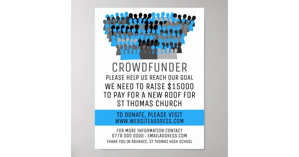 Silhouette Crowd Design, Crowdfunder, Crowdfunding Poster | Zazzle