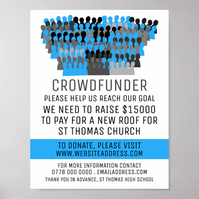 Silhouette Crowd Design, Crowdfunder, Crowdfunding Poster | Zazzle