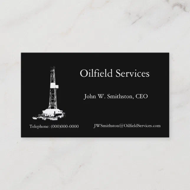 Silhouette Drilling Rig Business Card | Zazzle