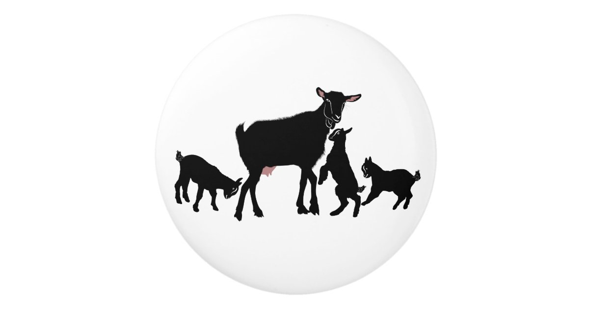 Silhouette Goat and Triplets Ceramic Knob | Zazzle