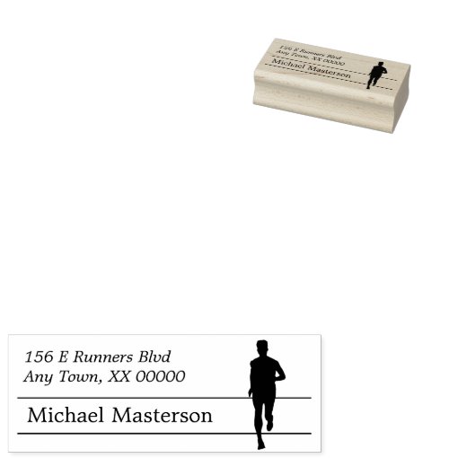 Silhouette Male Runner Return Address Rubber Stamp | Zazzle
