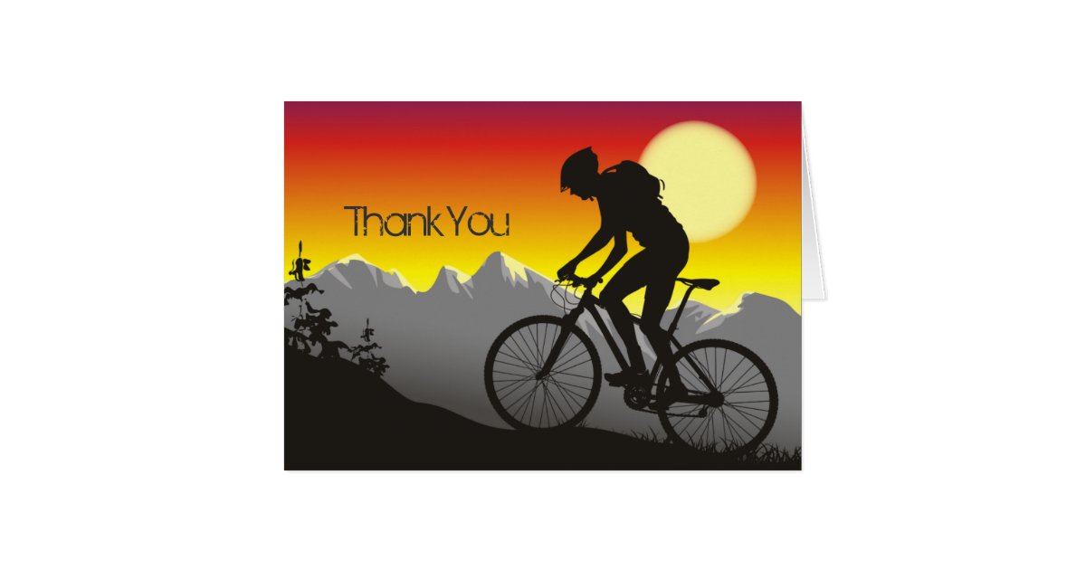 Silhouette Mountain Bike Thank You Card | Zazzle