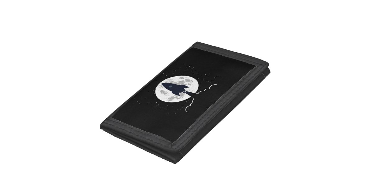 Silhouette rocket lift off trifold wallet | Zazzle
