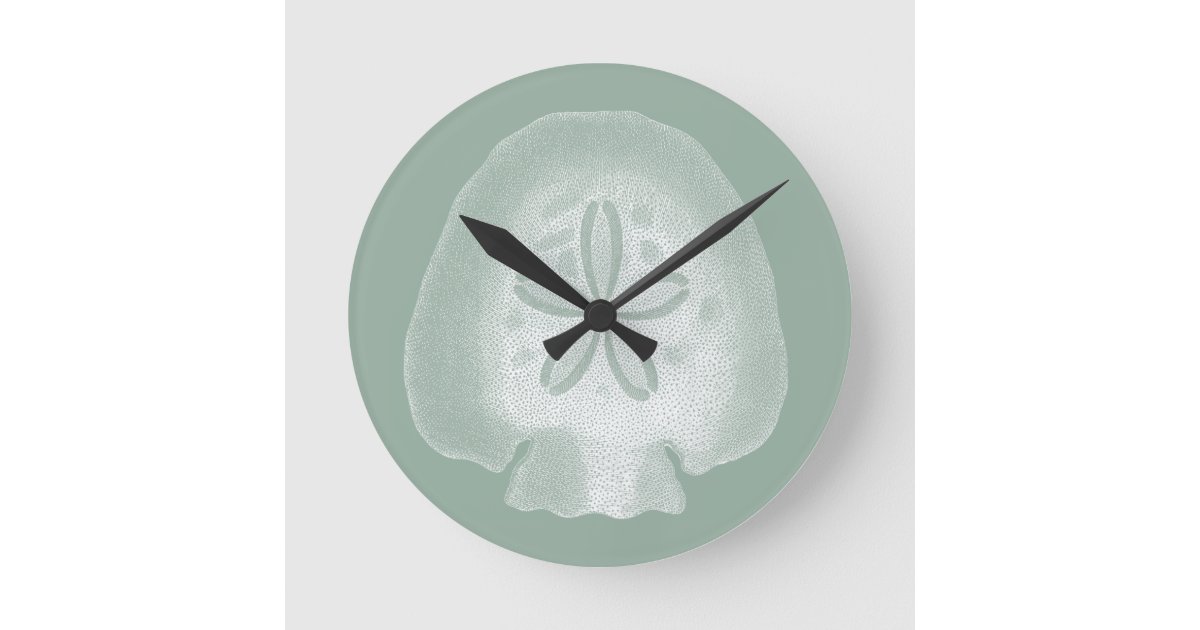 Silhouette Sand Dollar Round Clock | Zazzle