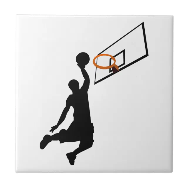 Silhouette Slam Dunk Basketball Player Tile | Zazzle
