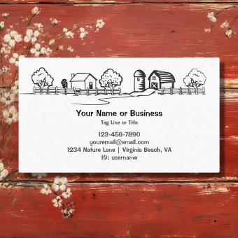 Silhouette Tractor and Cute Country Farm Business Card | Zazzle