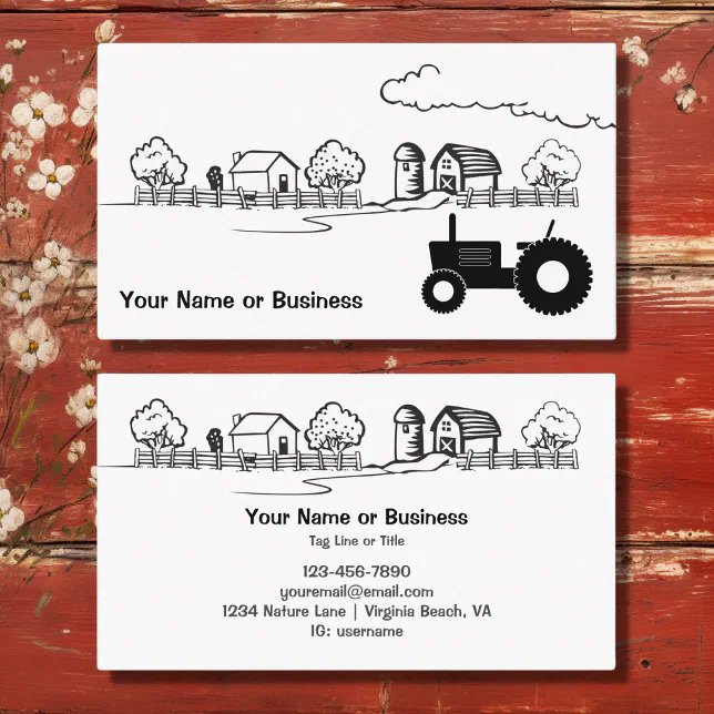 Silhouette Tractor and Cute Country Farm Business Card | Zazzle