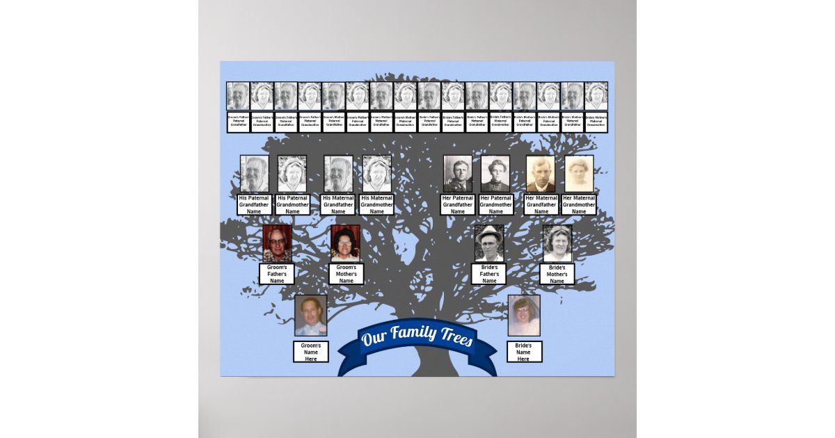 Silhouette Tree Photo Two Family Trees Poster | Zazzle