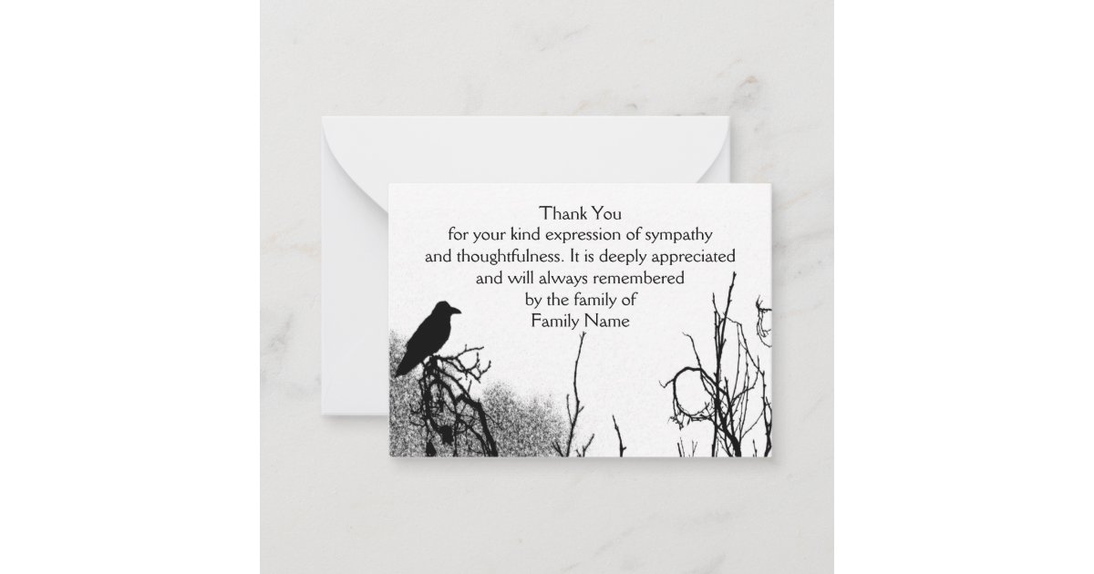 Silhouetted Crow Thank You Card | Zazzle