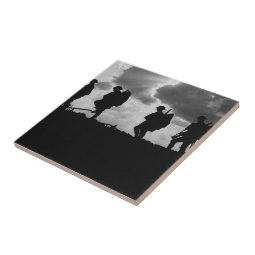 Silhouetted Marching World War I Soldiers (1917) Ceramic Tile | Zazzle