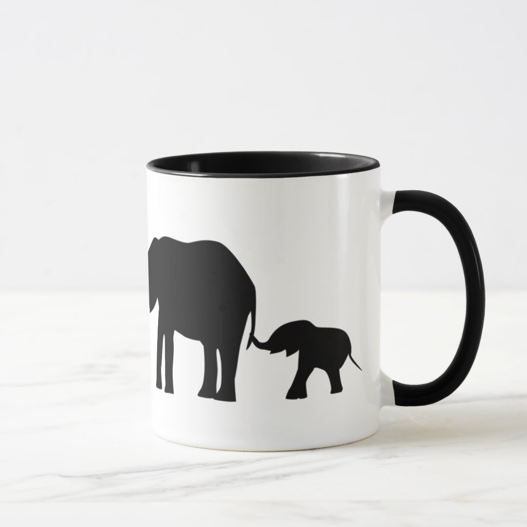 Silhouettes of 3 Elephants Holding Tails Mug | Zazzle