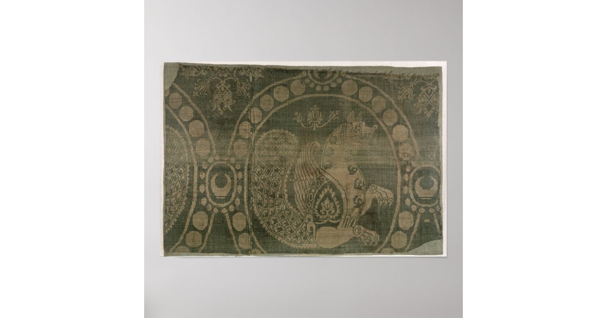 Silk fragment showing the 'Senmurv' Poster | Zazzle