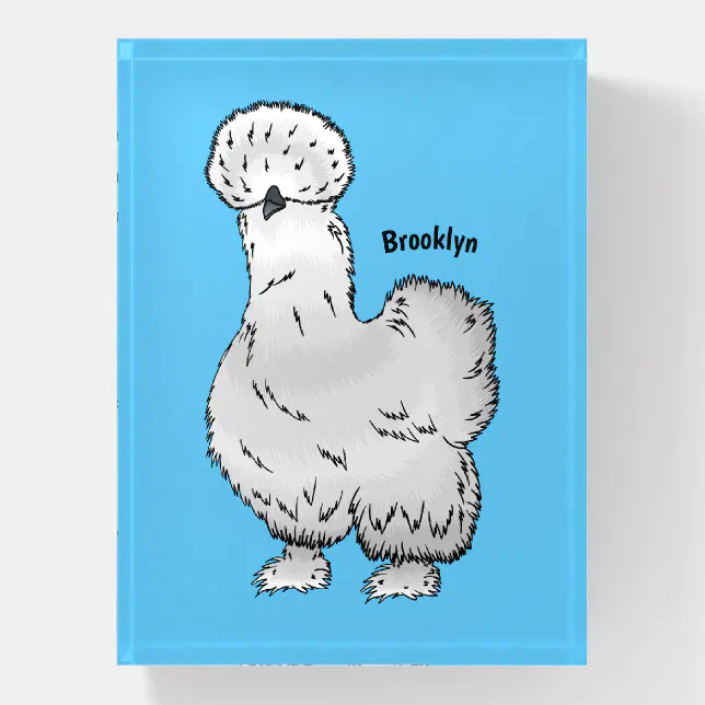 Silkie chicken cartoon illustration paperweight | Zazzle