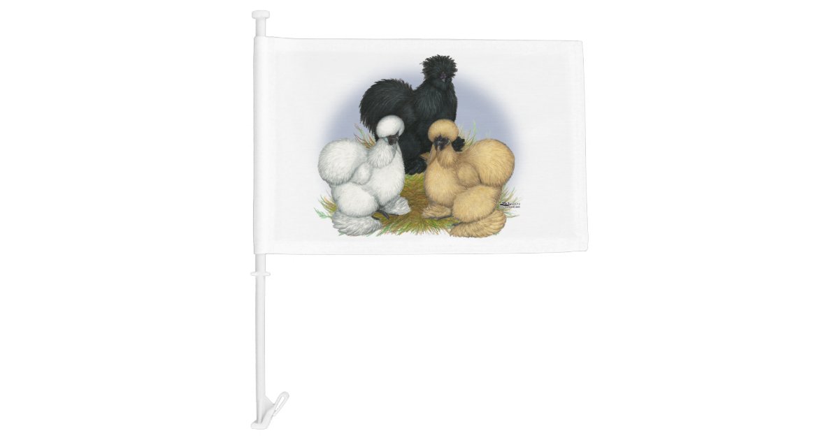 Silkie Trio Car Flag | Zazzle