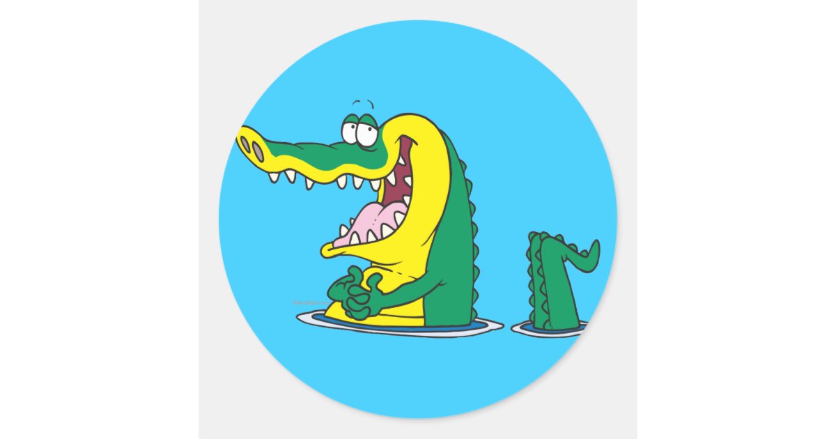 silly alligator crocodile cartoon character classic round sticker | Zazzle