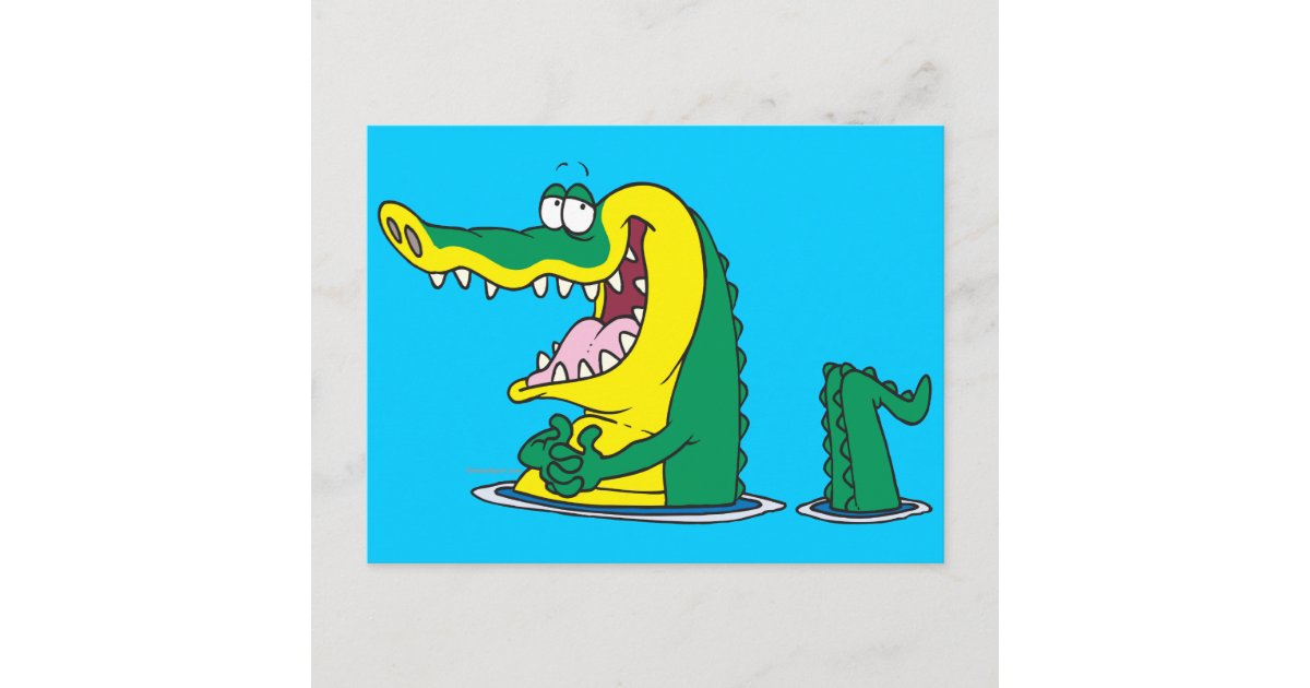 silly alligator crocodile cartoon character postcard | Zazzle