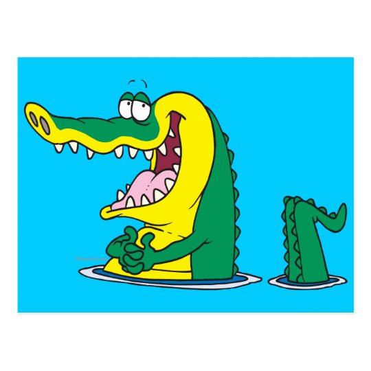 silly alligator crocodile cartoon character postcard | Zazzle.com