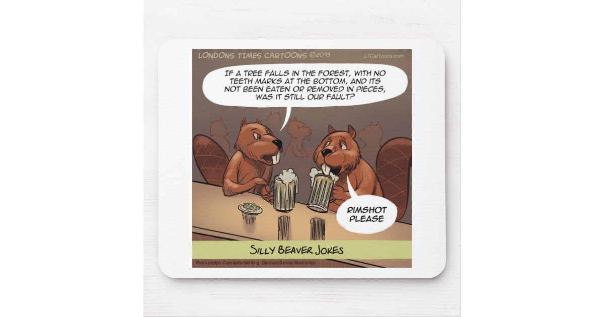 Silly Beaver Jokes Funny Cartoon Mouse Pad | Zazzle