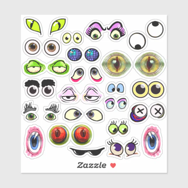 Silly Cartoon Eyes & Eyeballs Sticker Set | Zazzle