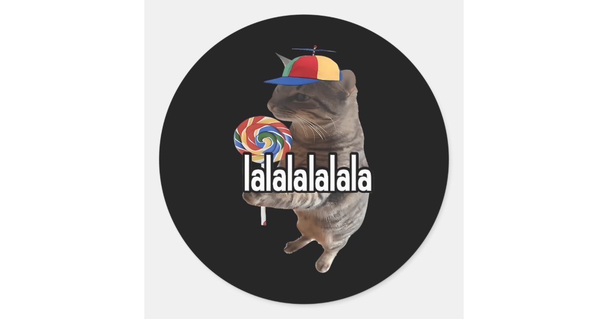 Silly Cat With Lollipop Meme Classic Round Sticker | Zazzle