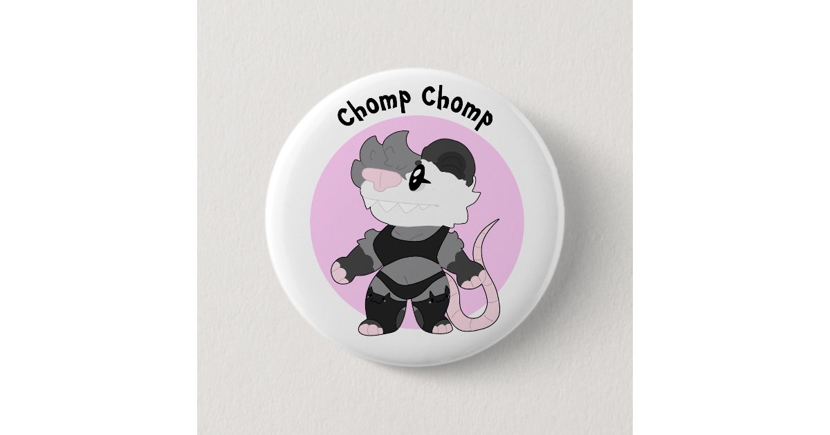 Silly Chomp, Anthropomorphic Furry Possum Button | Zazzle
