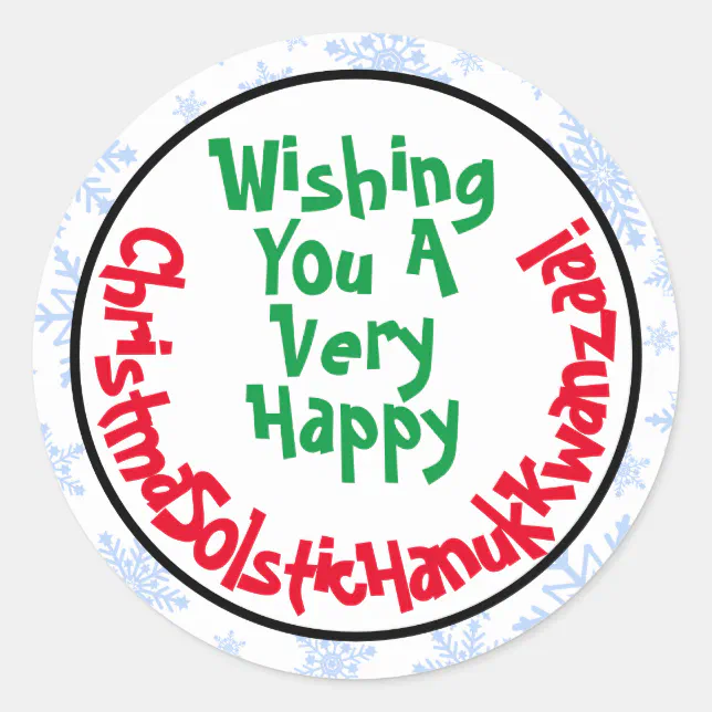 Silly Fun Christmas Solstice Hanukkah Kwanzaa Classic Round Sticker ...