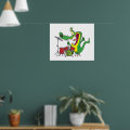 silly gator alligator drummer drumming cartoon poster | Zazzle