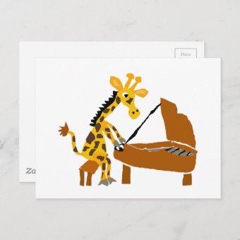 Silly Giraffe Playing the Piano Postcard | Zazzle