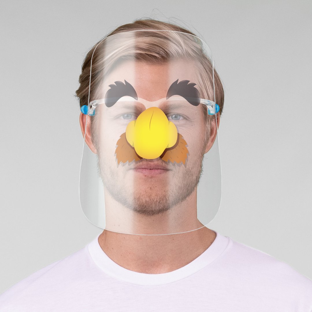 Silly Goofy Big Nose Mustache Shaggy Eyebrows Kids Face Shield | Zazzle
