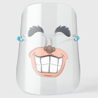 Silly Goofy Giant Smile Shaggy Eyebrows Kids Face Shield | Zazzle