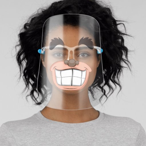 Silly Goofy Giant Smile Shaggy Eyebrows Kids Face Shield | Zazzle