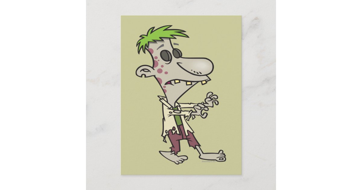 silly goofy zombie cartoon character postcard | Zazzle