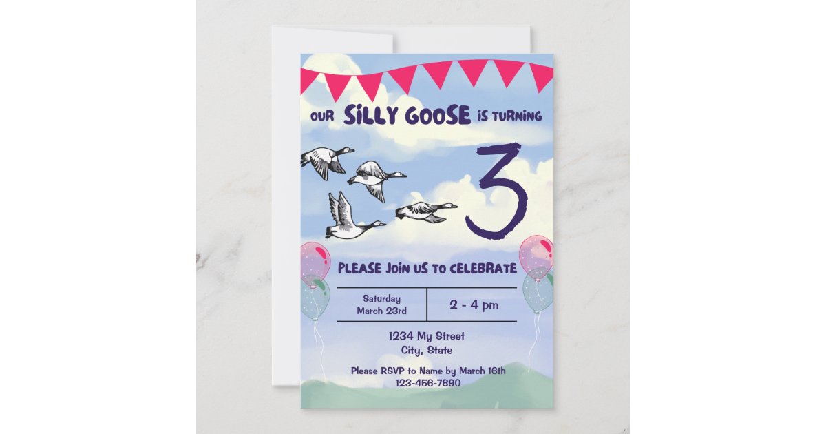 Silly Goose Birthday Invitation | Zazzle