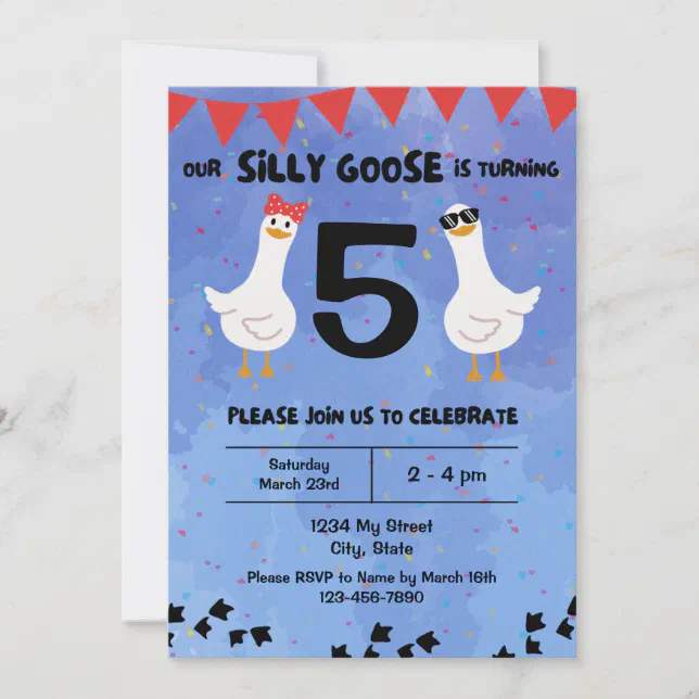 Silly Goose Birthday Invitation | Zazzle