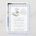 Silly Goose Blue Baby Shower Photo QR Code Invitation | Zazzle