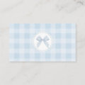 Silly Goose Blue Bow Gingham Books for baby ticket Enclosure Card | Zazzle
