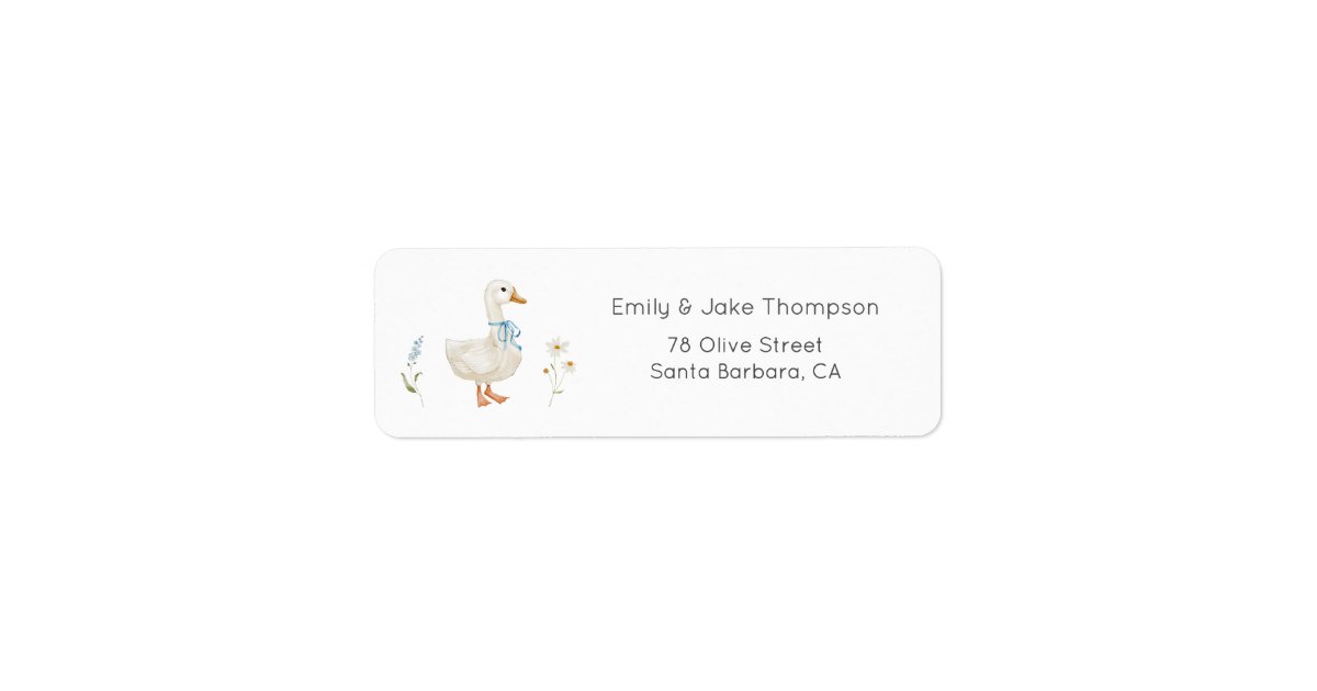 Silly Goose Blue Bow Return Address Label | Zazzle