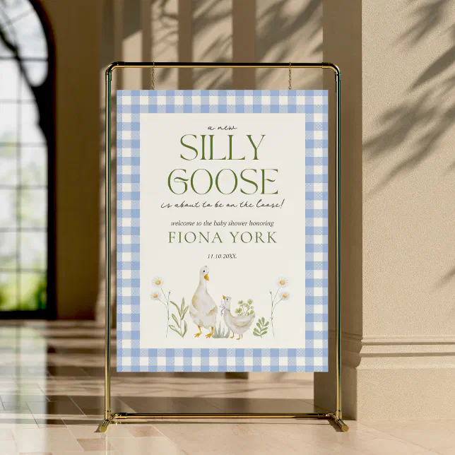 Silly Goose Blue Boy Baby Shower Welcome Sign | Zazzle