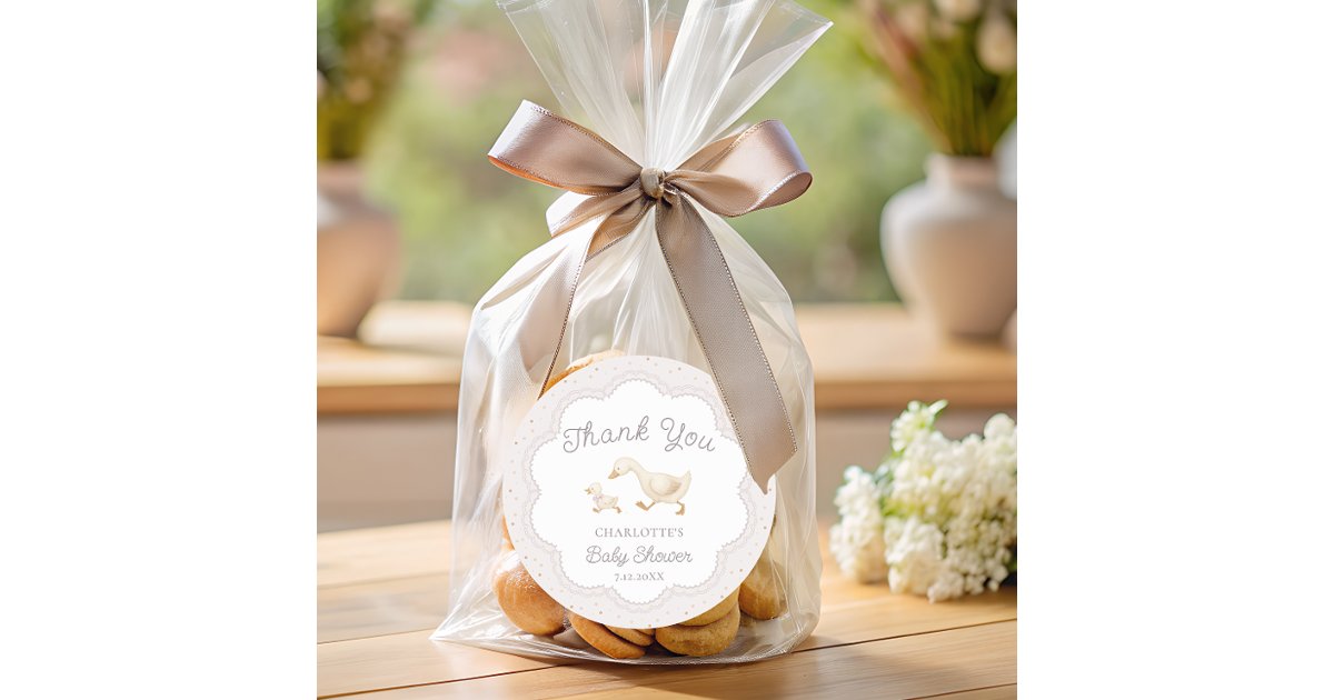 Silly Goose Gender Neutral Baby Shower Thank You Classic Round Sticker ...