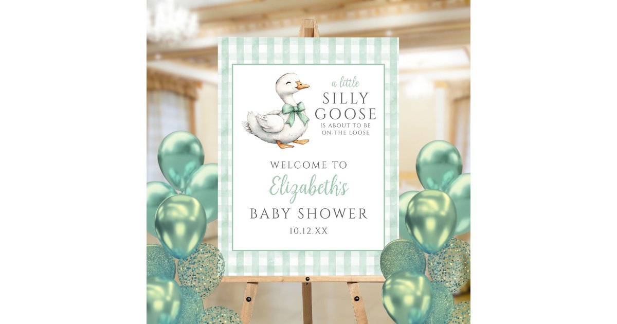 Silly Goose Neutral Baby Shower Welcome Sign | Zazzle