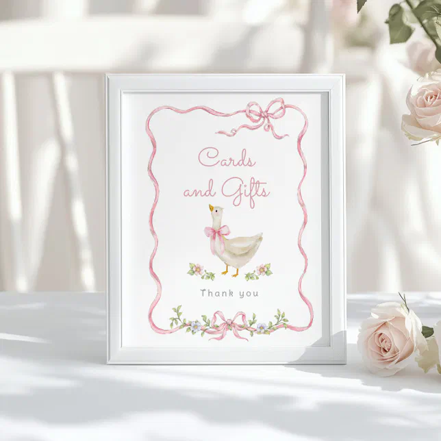 Silly Goose Pink bow Cards and gifts Poster | Zazzle