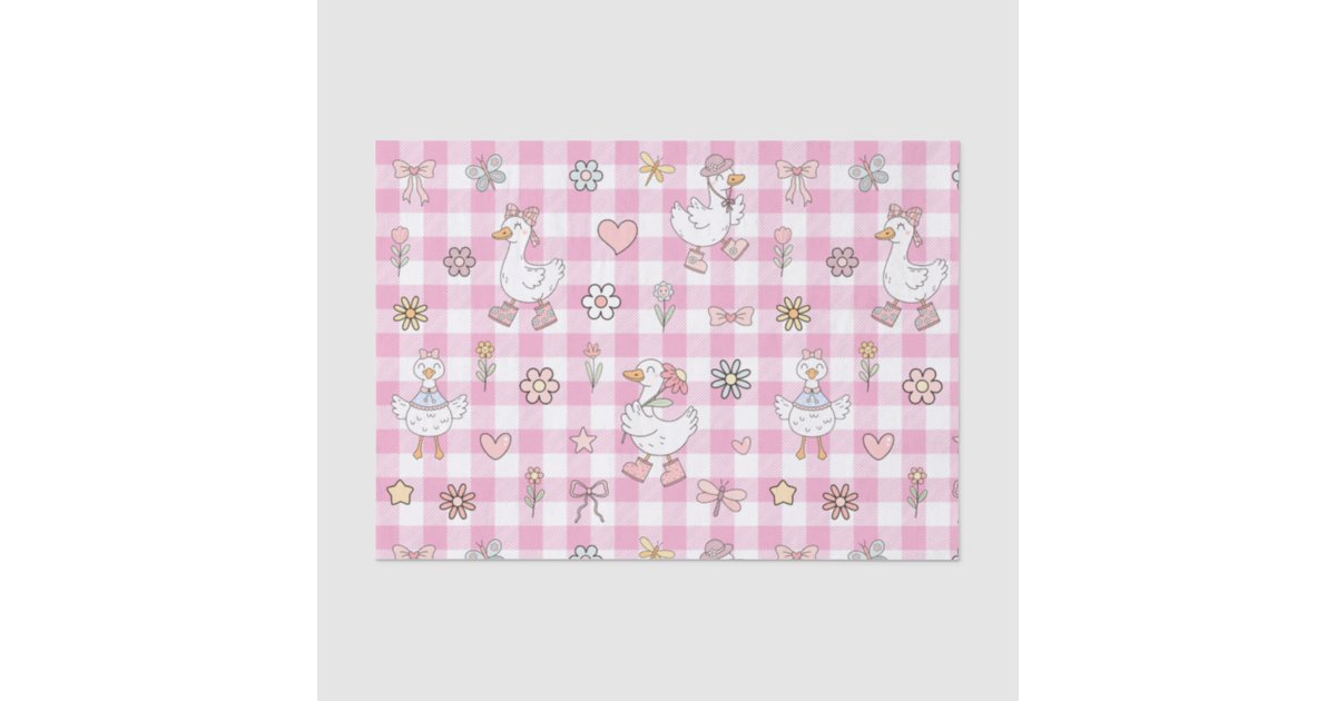 Silly Goose Pink Gingham Birthday Tissue Paper | Zazzle